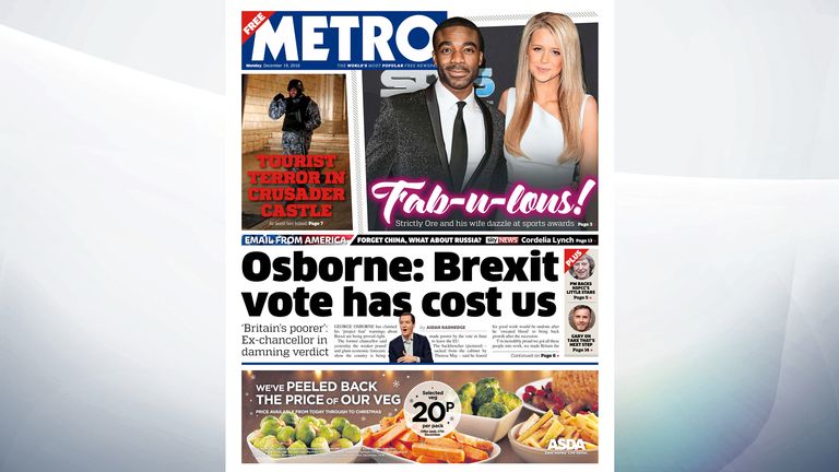 Monday's national newspaper front pages | Scoop News | Sky News