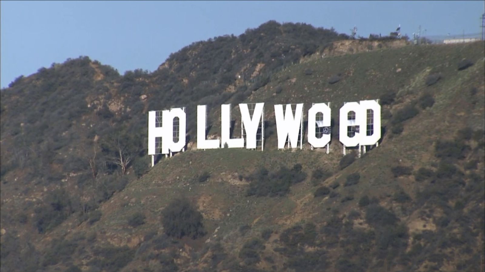 Hollywood sign is altered to read 'Hollyweed' | Offbeat News | Sky News