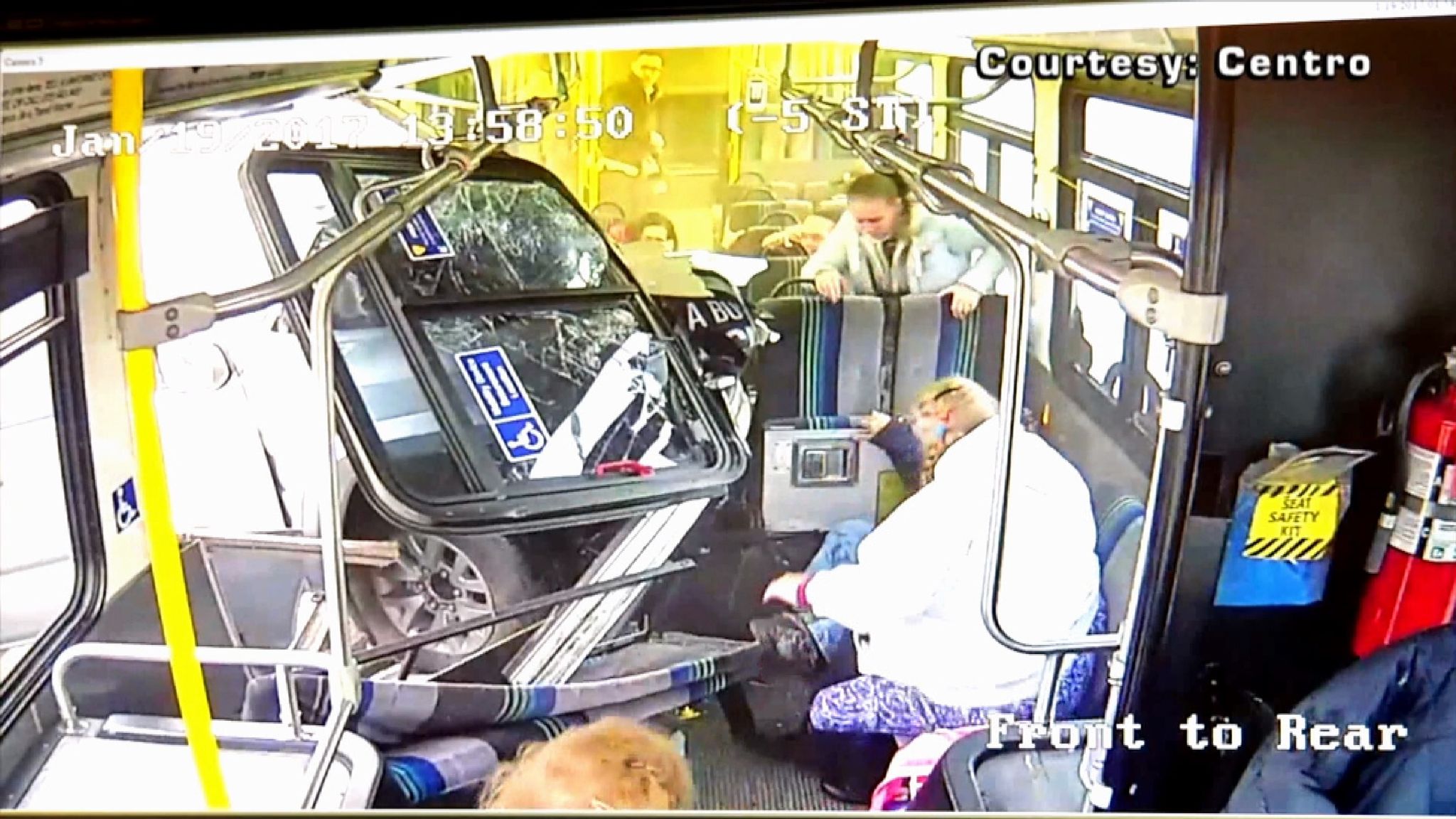 CCTV emerges of pickup truck slamming into bus in New York | World News ...