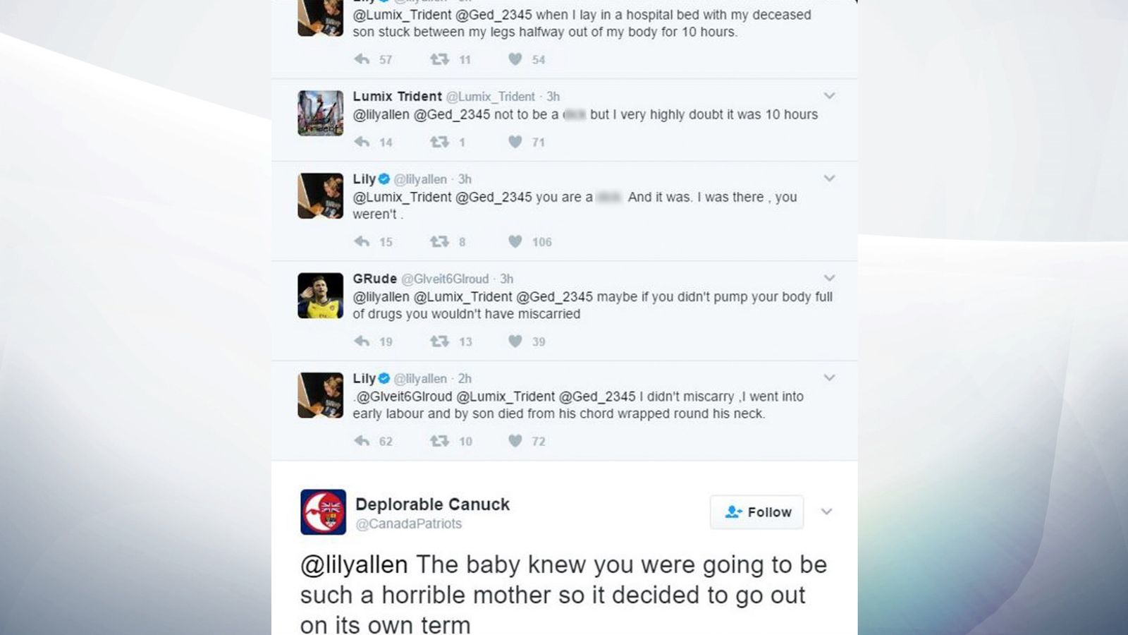 Lily Allen targetted by trolls in Twitter row over the stillbirth of ...