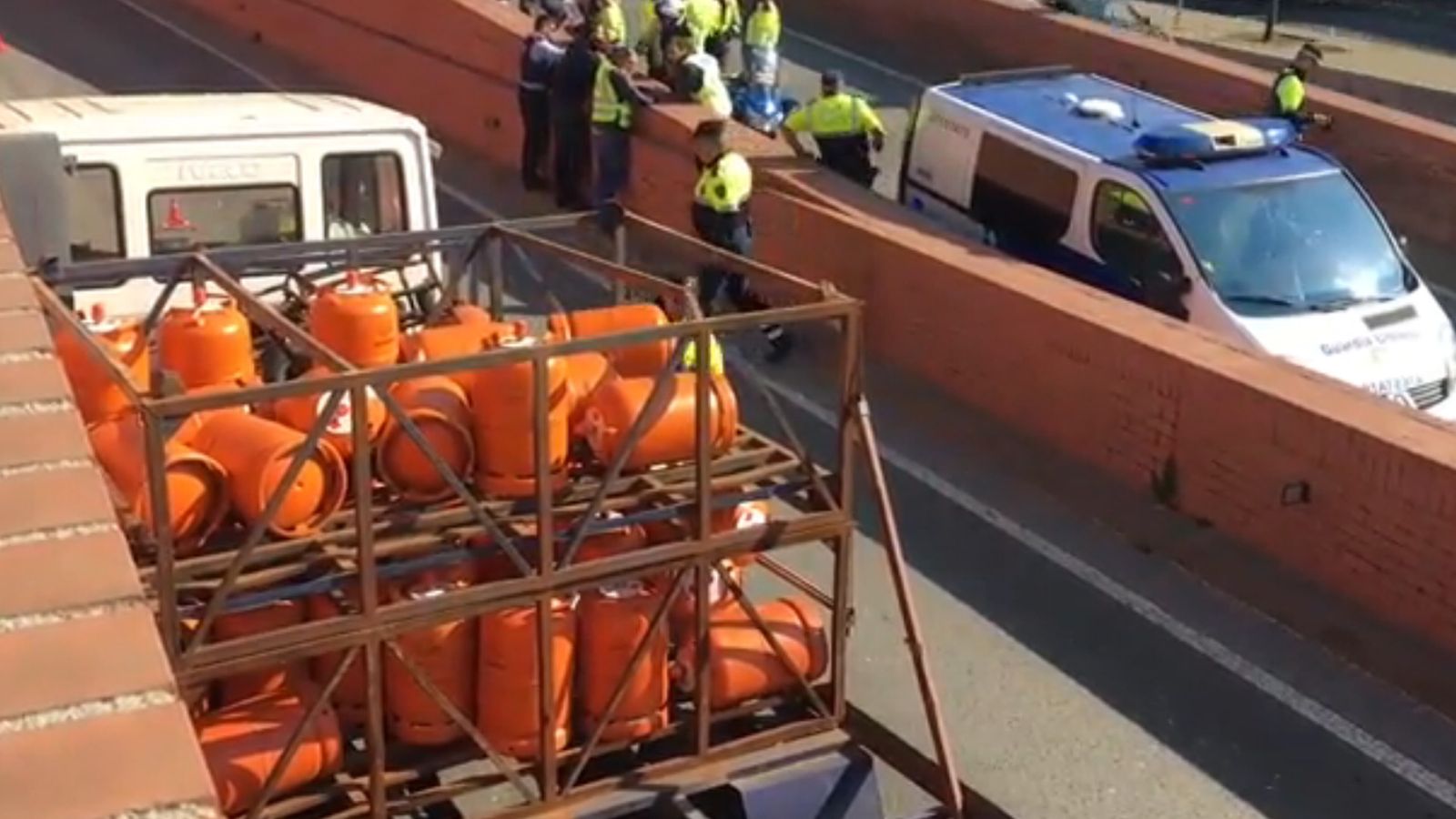 Barcelona police fire shots to stop speeding gas tank truck | World ...
