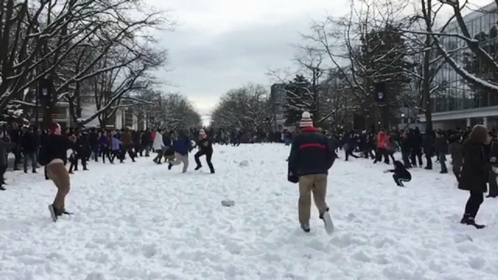 Mass snowball fight captured in slow motion | Scoop News | Sky News