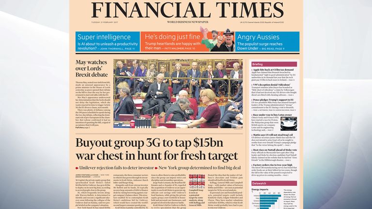 Tuesday's national newspaper front pages | UK News | Sky News