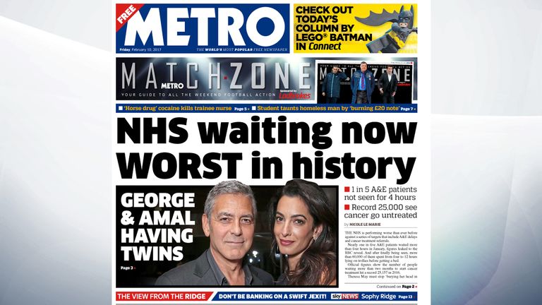 Friday's national newspaper front pages | UK News | Sky News