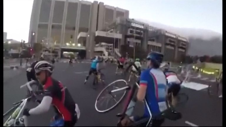 Tail wind too strong for windy cyclists | Scoop News | Sky News