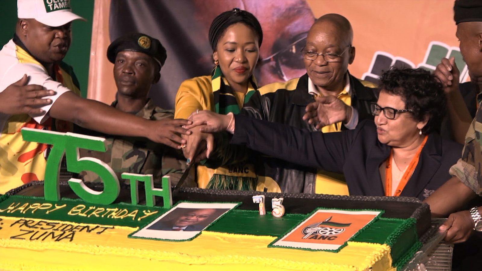 Protests against Zuma on his 75th birthday | News UK Video News | Sky News