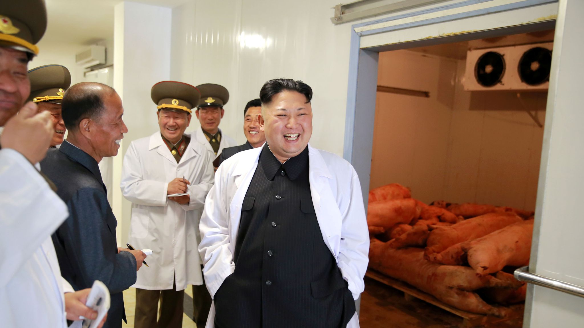 Kim Jong-Un inspects dead pigs on farm | World News | Sky News