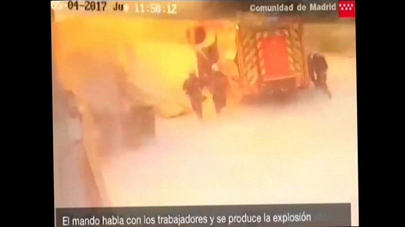 Watch: Firefighters caught up in huge factory blast | World News | Sky News