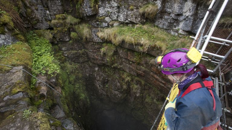 Inside Gaping Gill - Britain's biggest cavern | UK News | Sky News