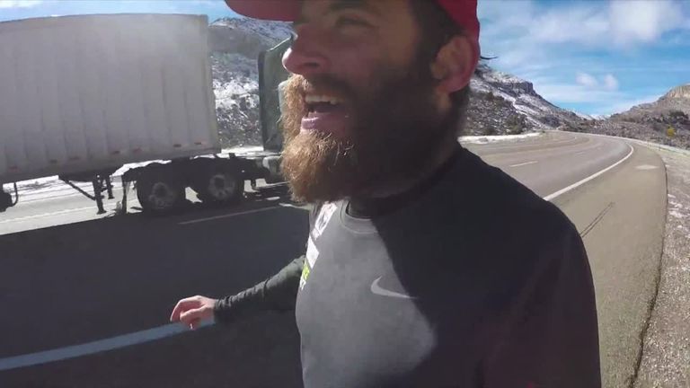 Real-life Forrest Gump runs across America | News UK Video News | Sky News