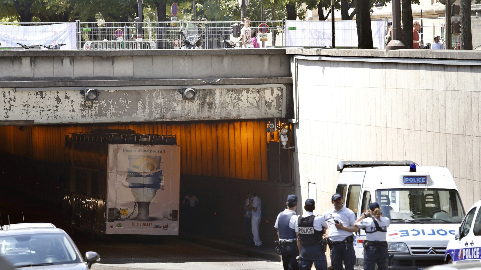 Four hurt as tourist bus smashes into bridge in Paris | World News ...