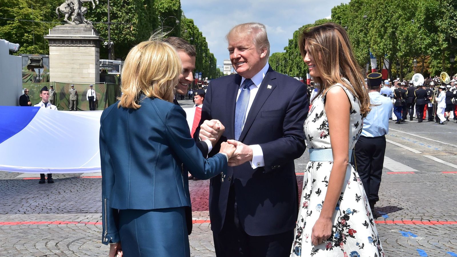 Trump and Macron's 27-second handshake | News UK Video News | Sky News