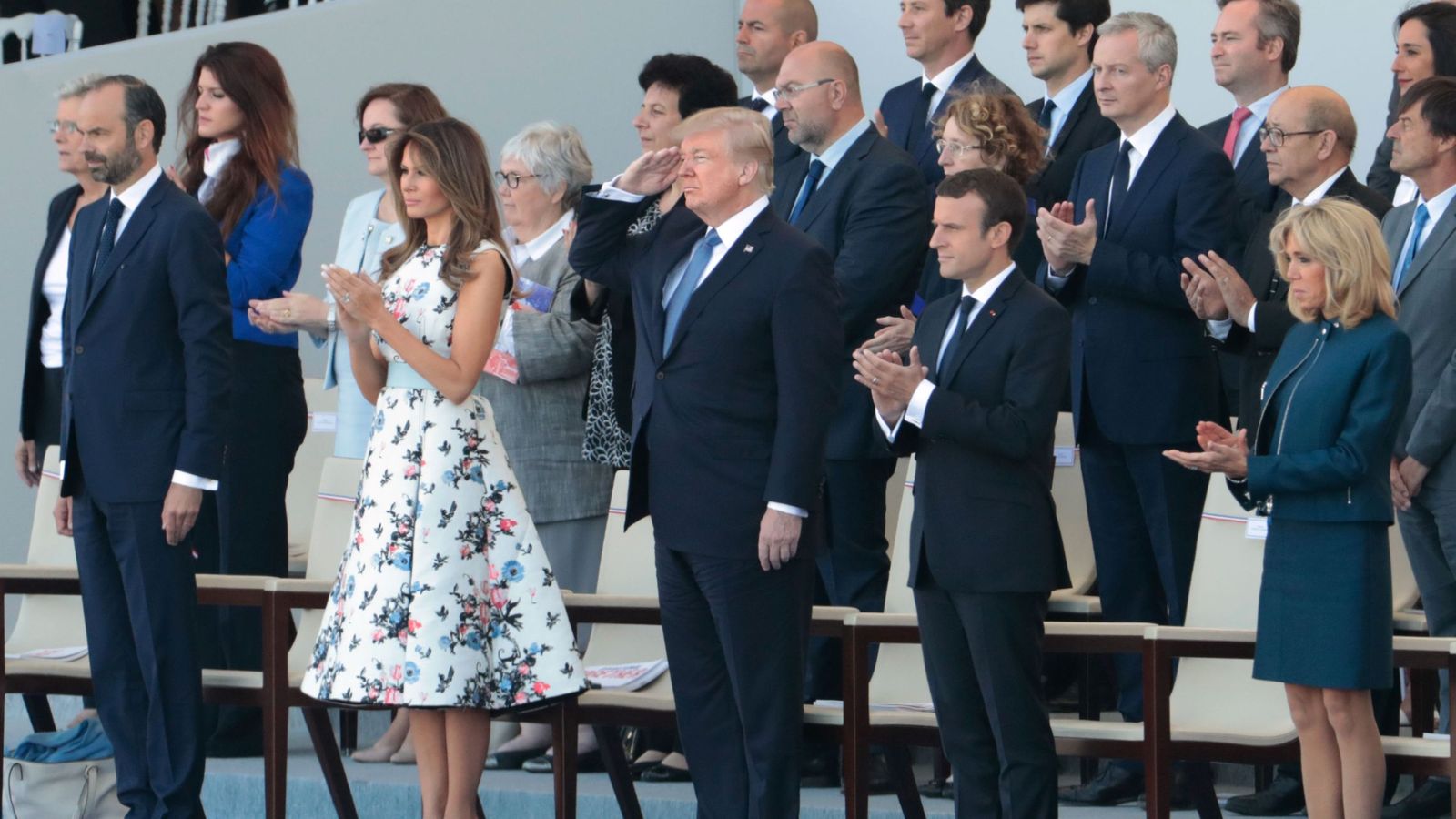 President Trump attends Bastille Day parade as cosy Paris visit ends ...