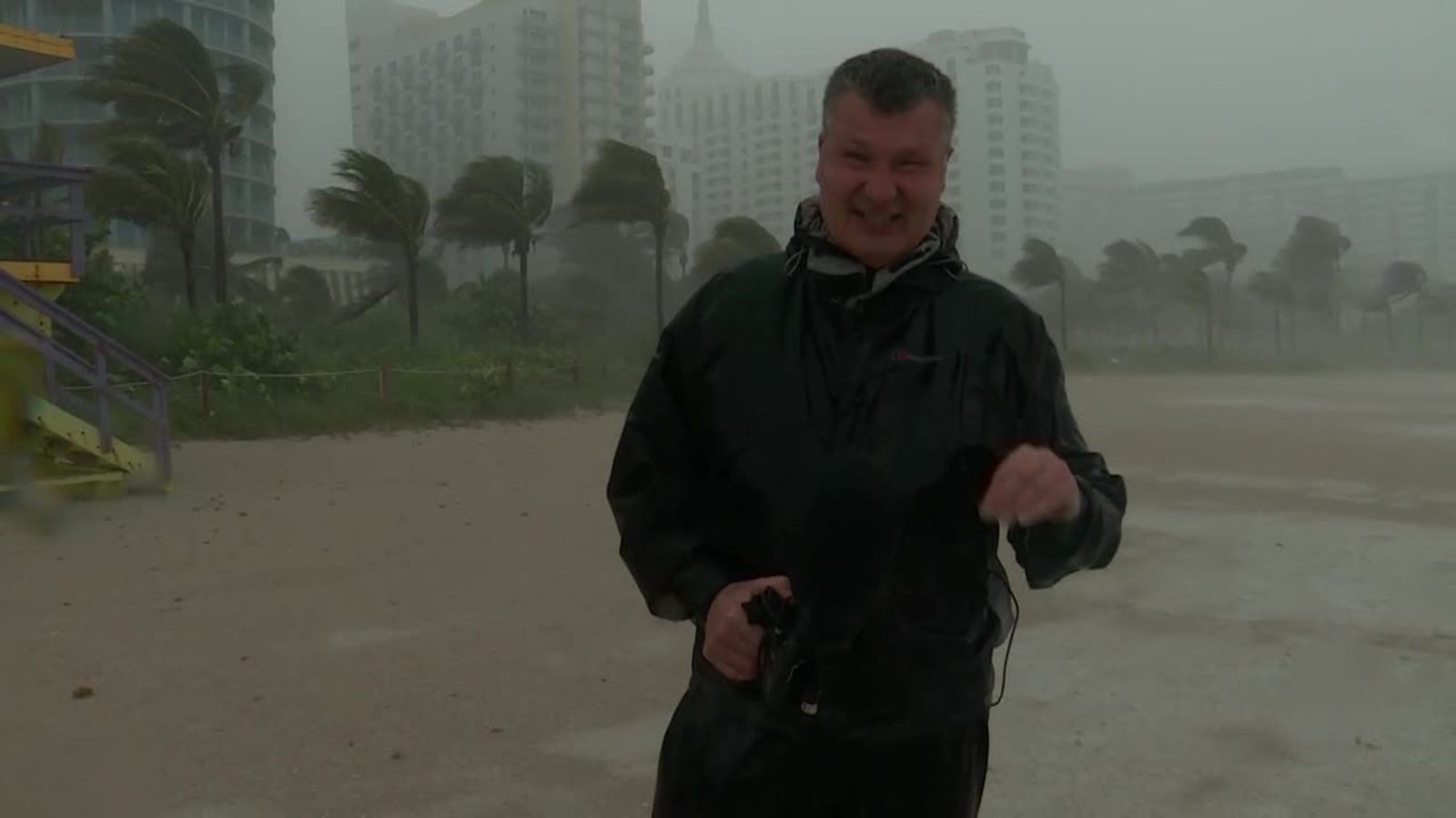 Sky correspondent battered on Miami Beach as Irma nears | News UK Video ...