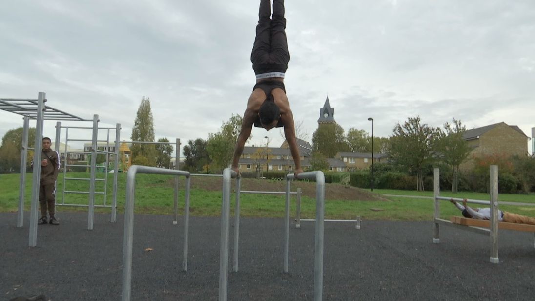 London outdoor gym made from melted-down knives