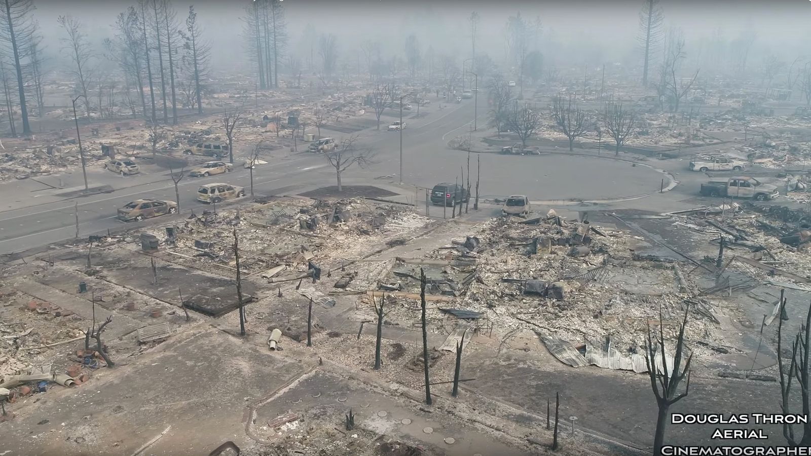 Drone footage shows California wildfire damage | World News | Sky News