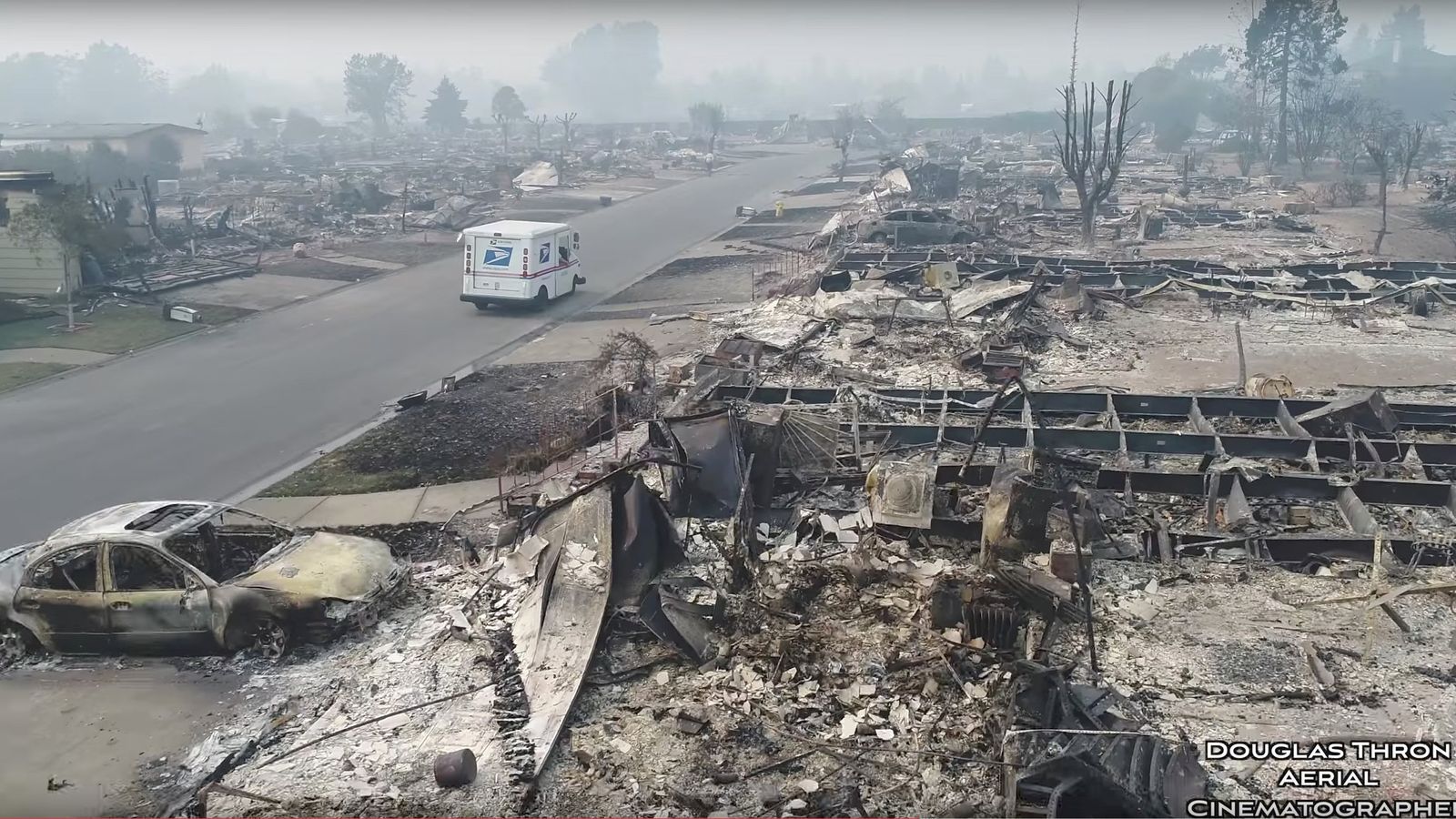 Drone footage shows California wildfire damage | World News | Sky News