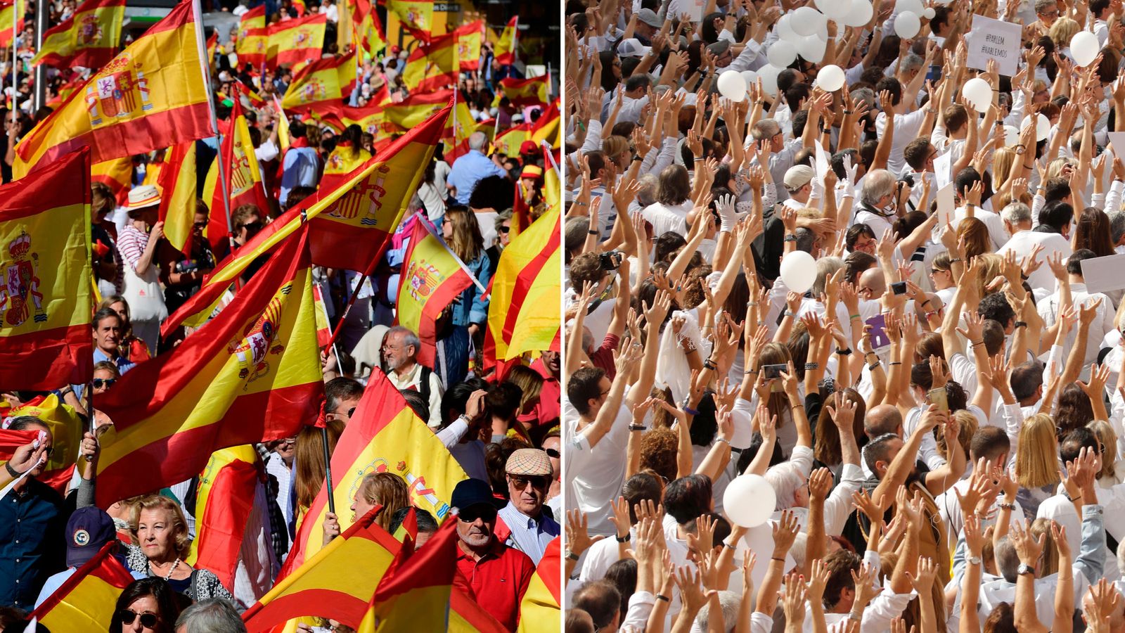 Huge rallies in Madrid and Barcelona over Catalonia | World News | Sky News