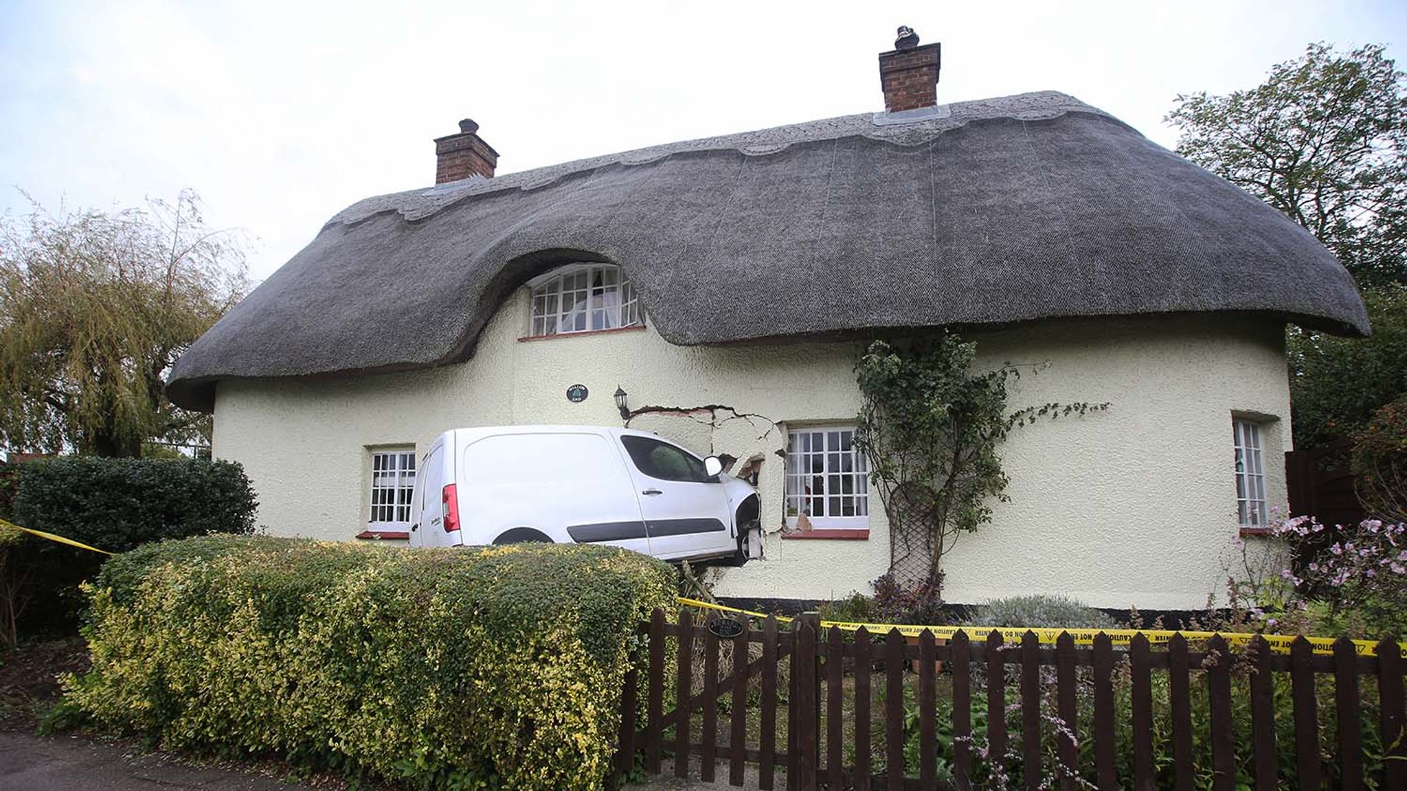 Van wedged into cottage wall after crash in Bedfordshire | UK News ...