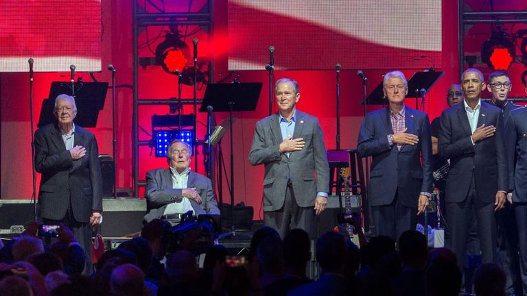 Five former presidents at Hurricane concert | News UK Video News | Sky News