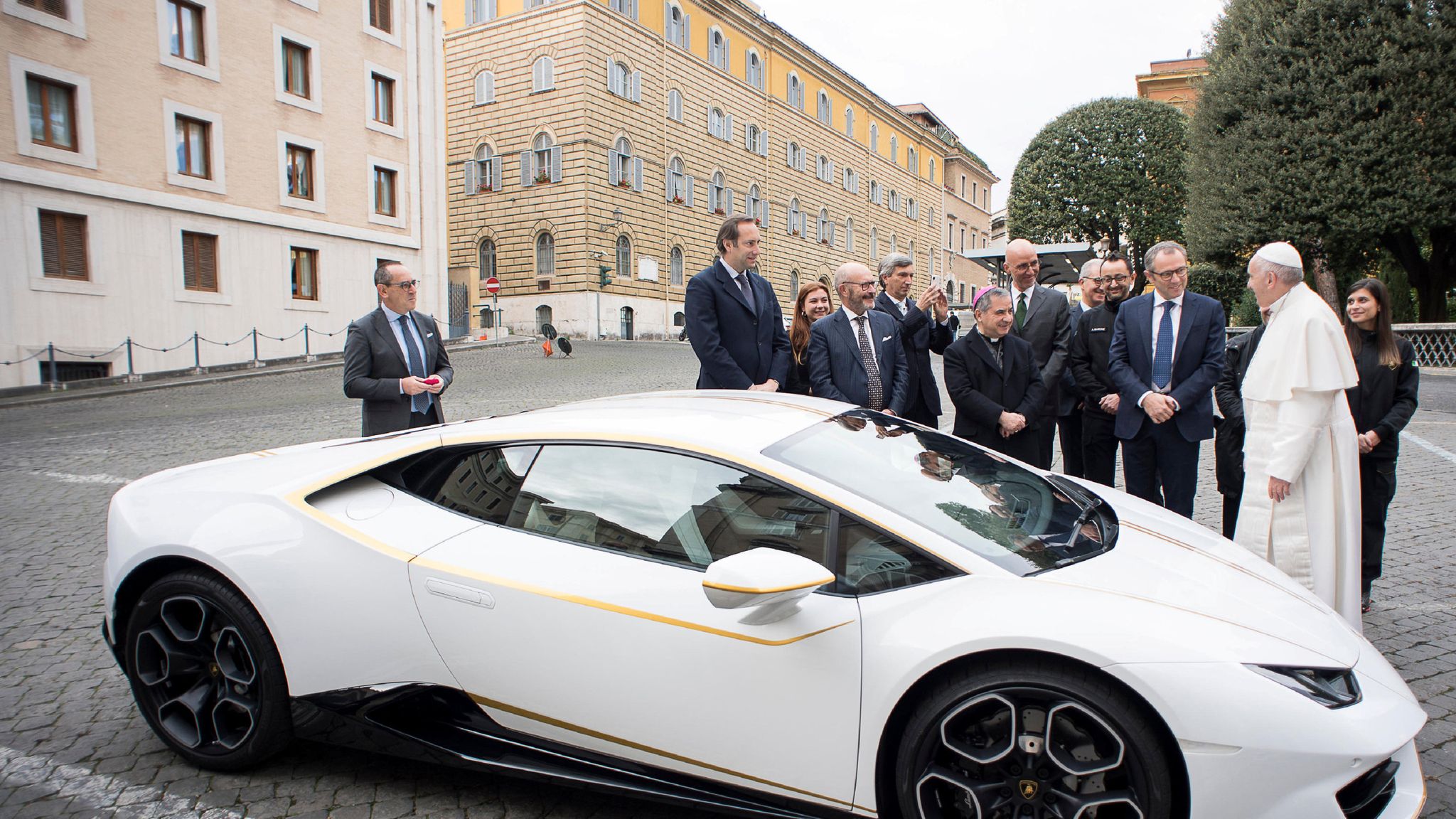 Godspeed! Pope given gold-rimmed Lamborghini Huracan worth £180,000 ...