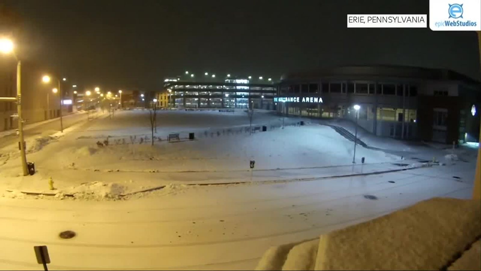 Watch as snow piles up during storm in Erie | News UK Video News | Sky News