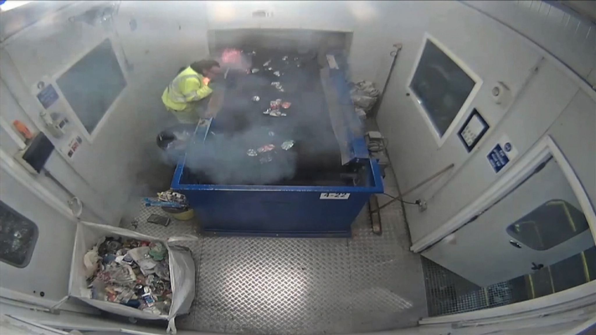 Shock moment flare explodes in recycling plant worker's hands | UK News ...