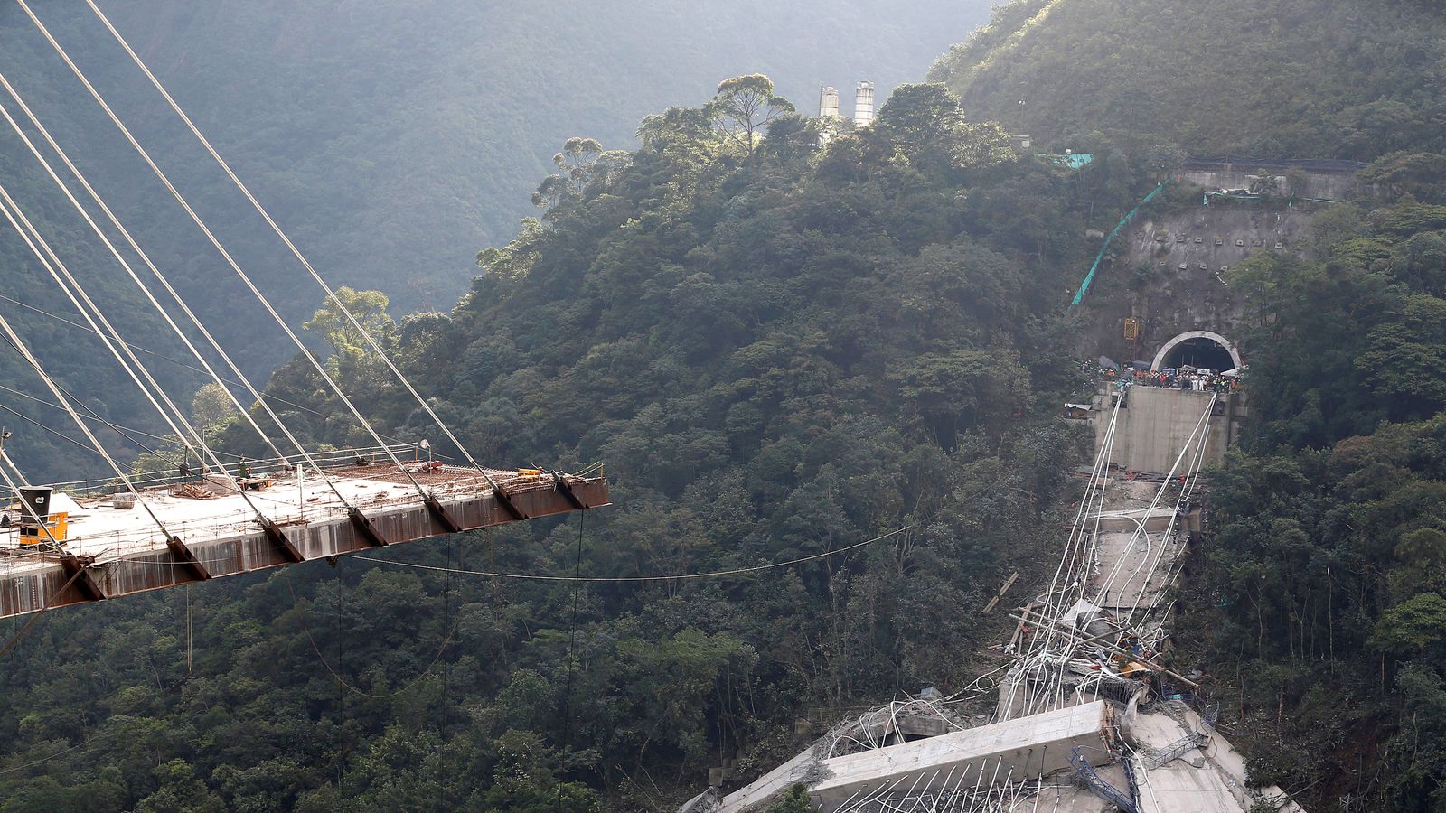 Colombia bridge collapses into canyon | World News | Sky News