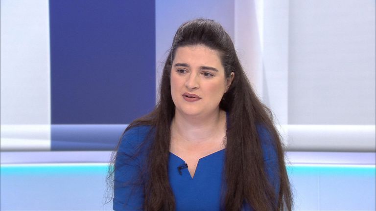 Journalist Kate Maltby speaking to Sky News about the Presidents Club ...