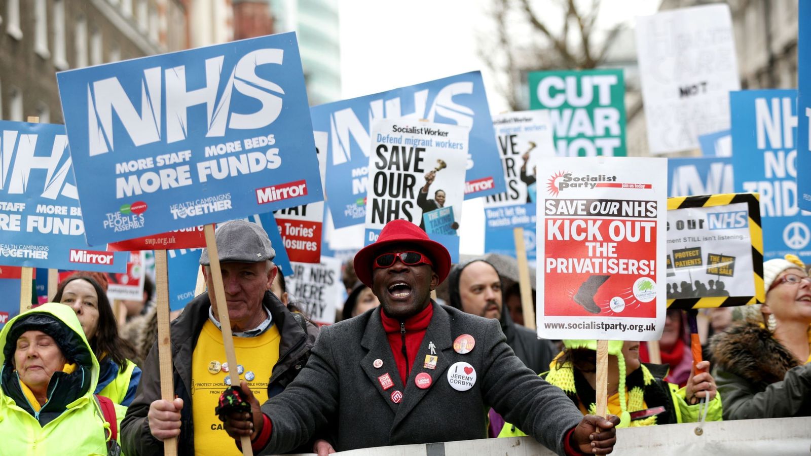 Thousands march to Downing Street over NHS 'crisis' | UK News | Sky News