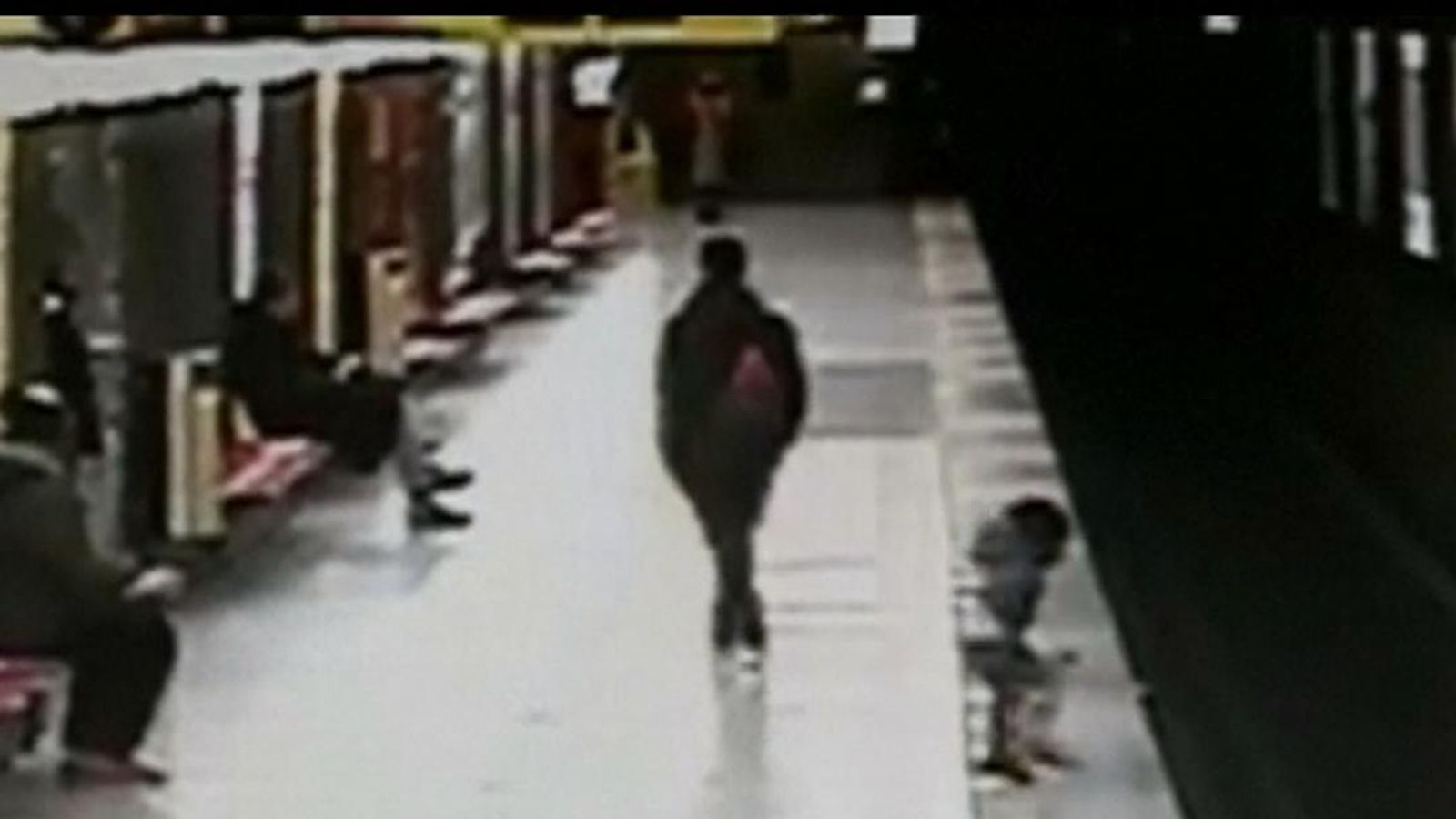 'Hero' saves toddler on train tracks | News UK Video News | Sky News