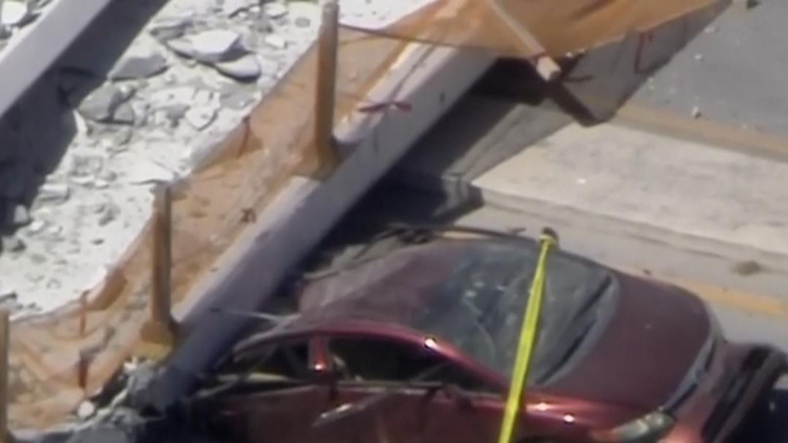 Cars trapped after deadly bridge collapse | US News | Sky News