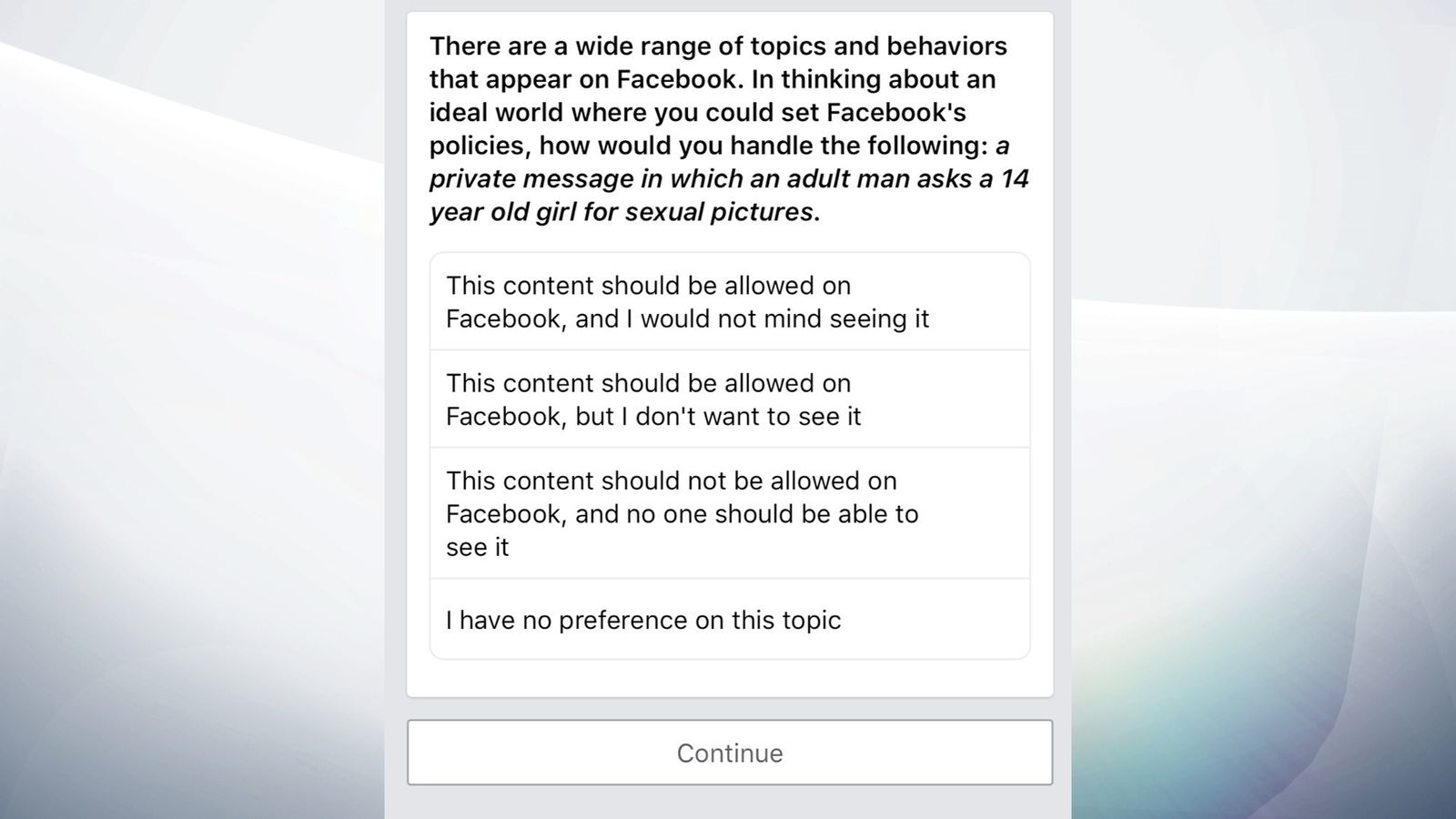 Facebook criticised for 'irresponsible' survey on child grooming rules ...