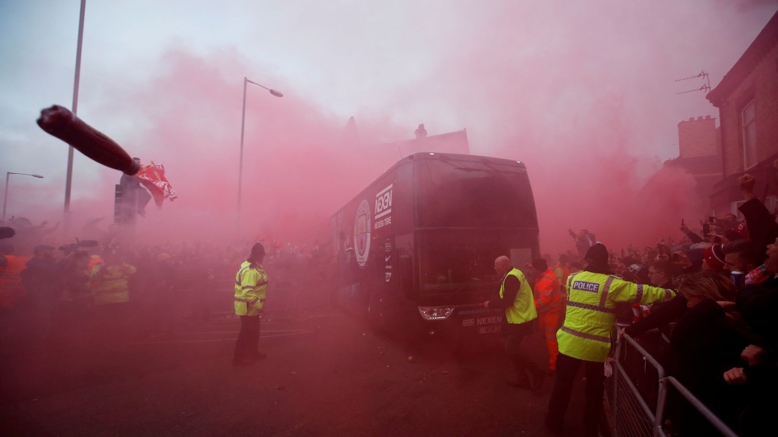 Manchester City bus pelted with missiles at Anfield in Liverpool | UK ...