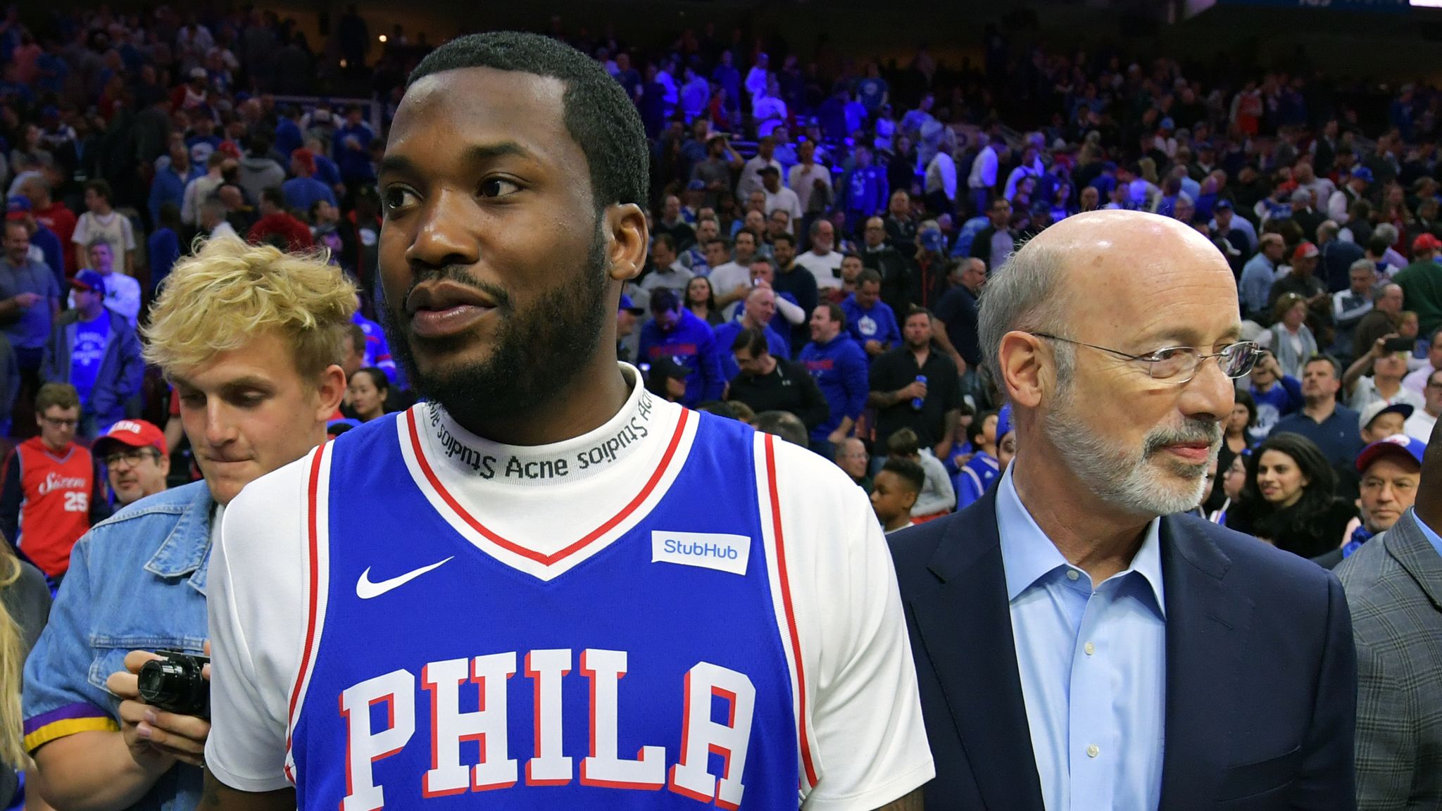 Rapper Meek Mill seen courtside at NBA game hours after release from ...