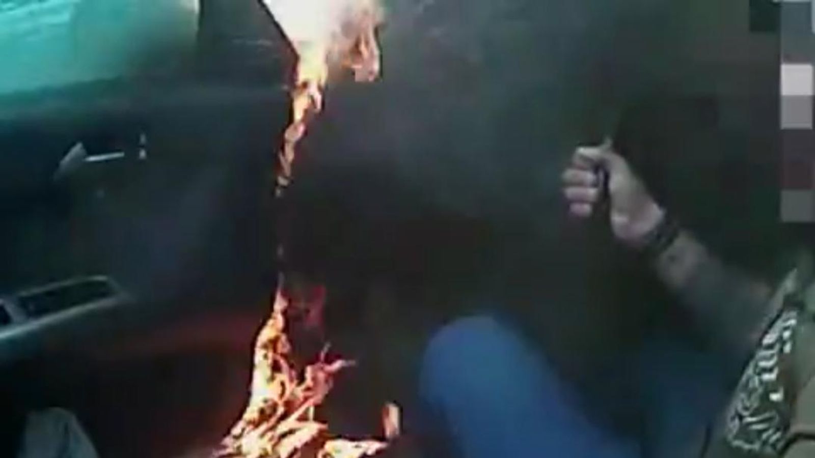 Police Pull Man From Burning Car News Uk Video News Sky News