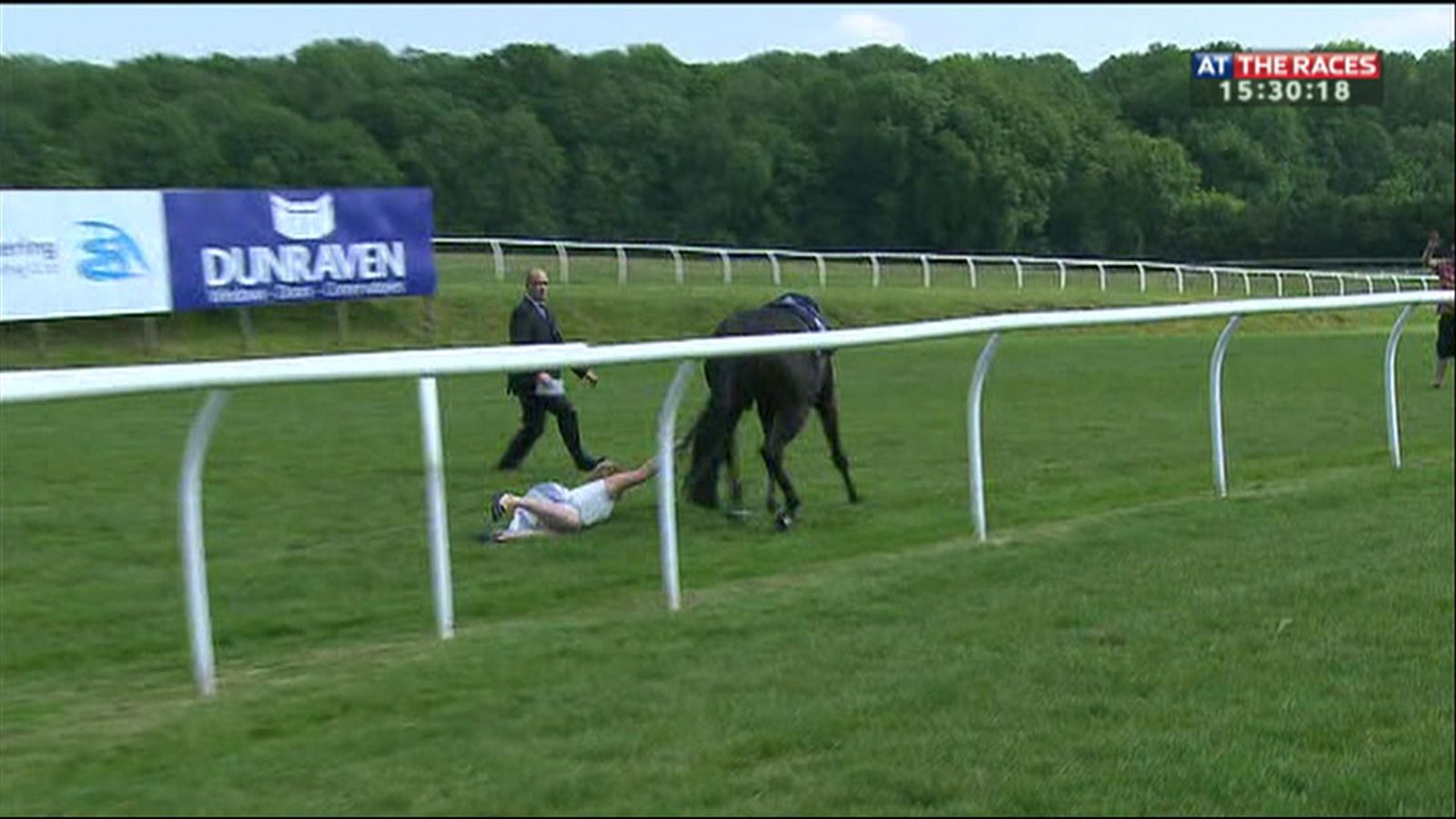 TV presenter Hayley Moore tackles loose racehorse at Chepstow course ...