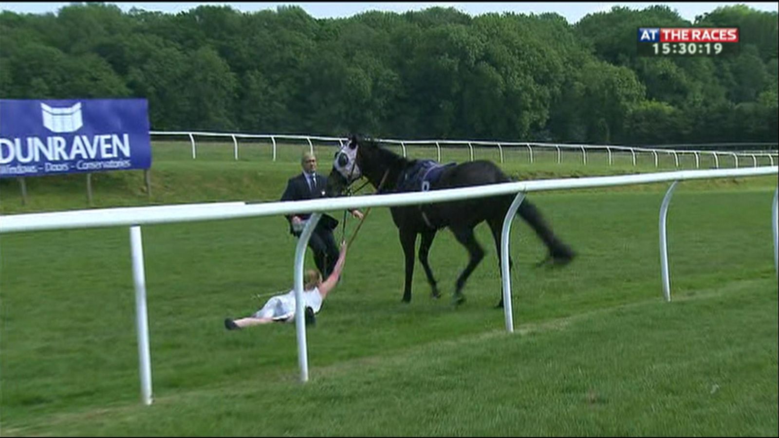 Hayley Moore dragged by Give Em A Clump | News UK Video News | Sky News