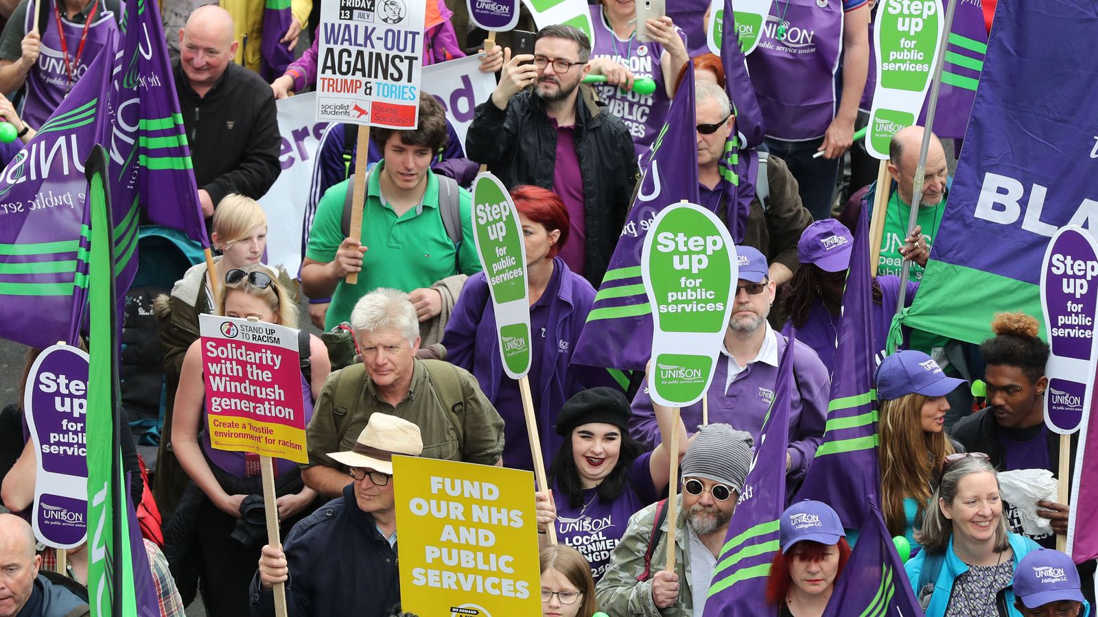 Corbyn attends London rally amid 'worst pay squeeze for workers for 200 ...