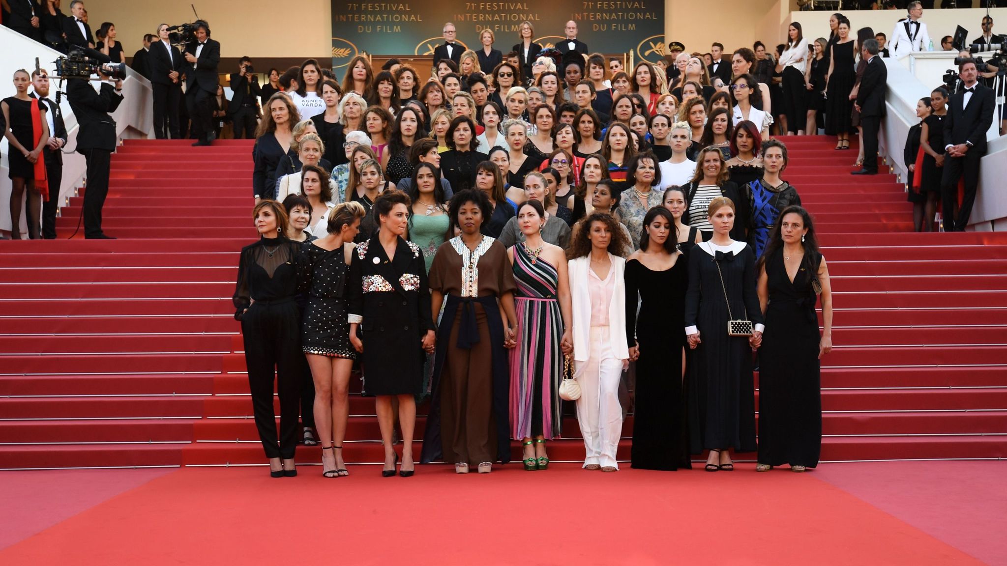 Women protest on the red carpet at Cannes | UK News | Sky News