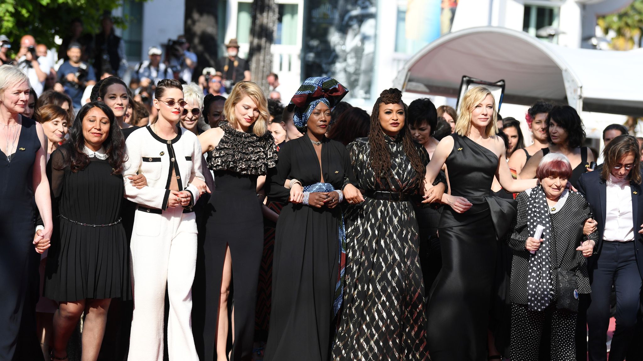 Women protest on the red carpet at Cannes | UK News | Sky News