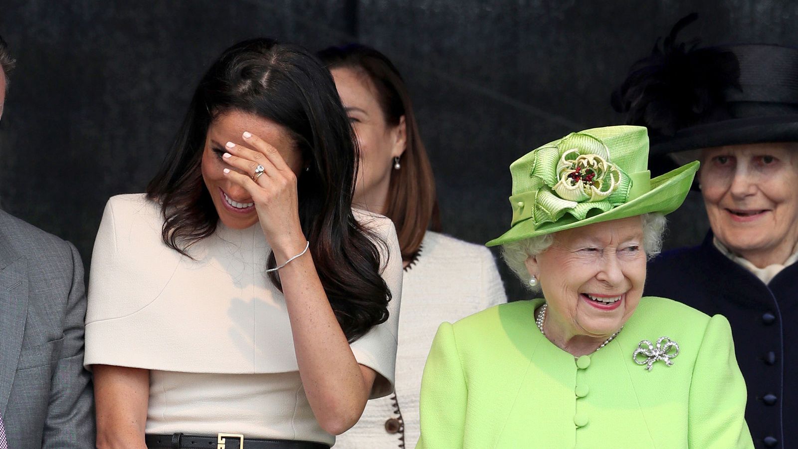 One is amused! Meghan and Queen share giggle at first joint outing | UK ...