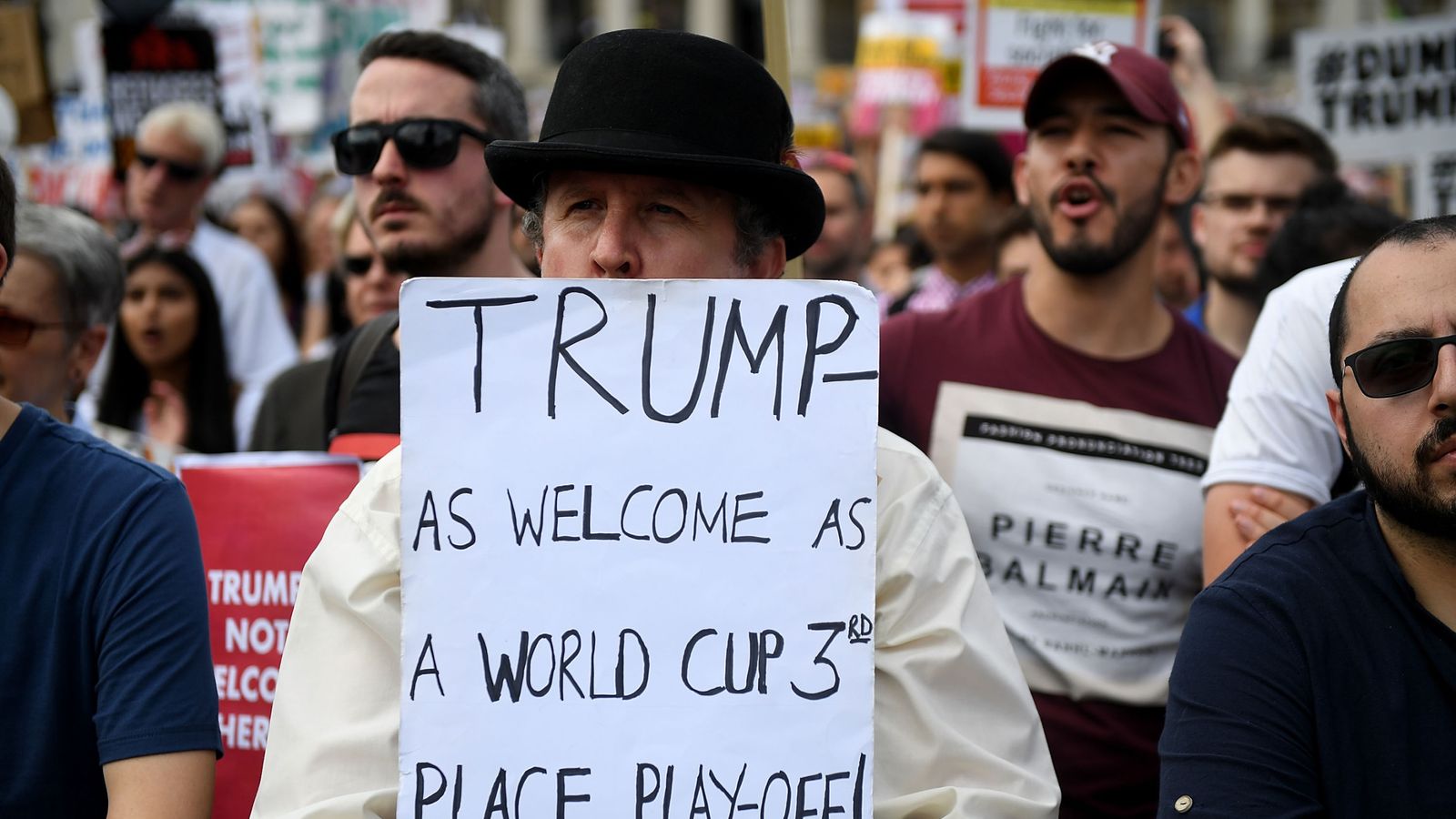 13 very British signs at protests against Donald Trump | UK News | Sky News