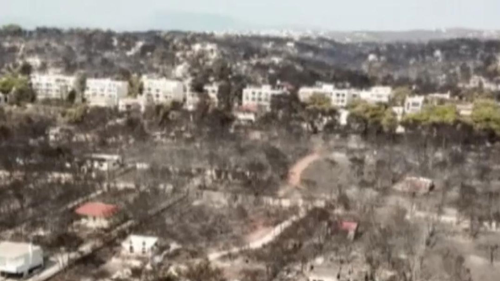 Drone footage shows Greece fire aftermath | News UK Video News | Sky News