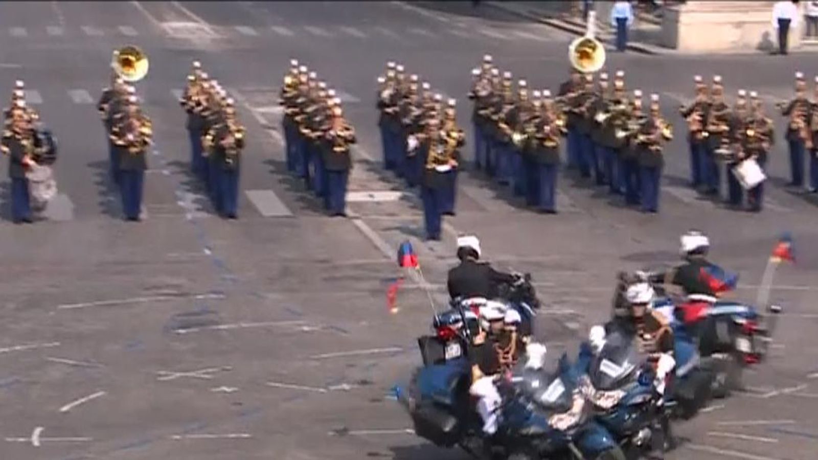 Motorbikes collide during Bastille Day show | News UK Video News | Sky News