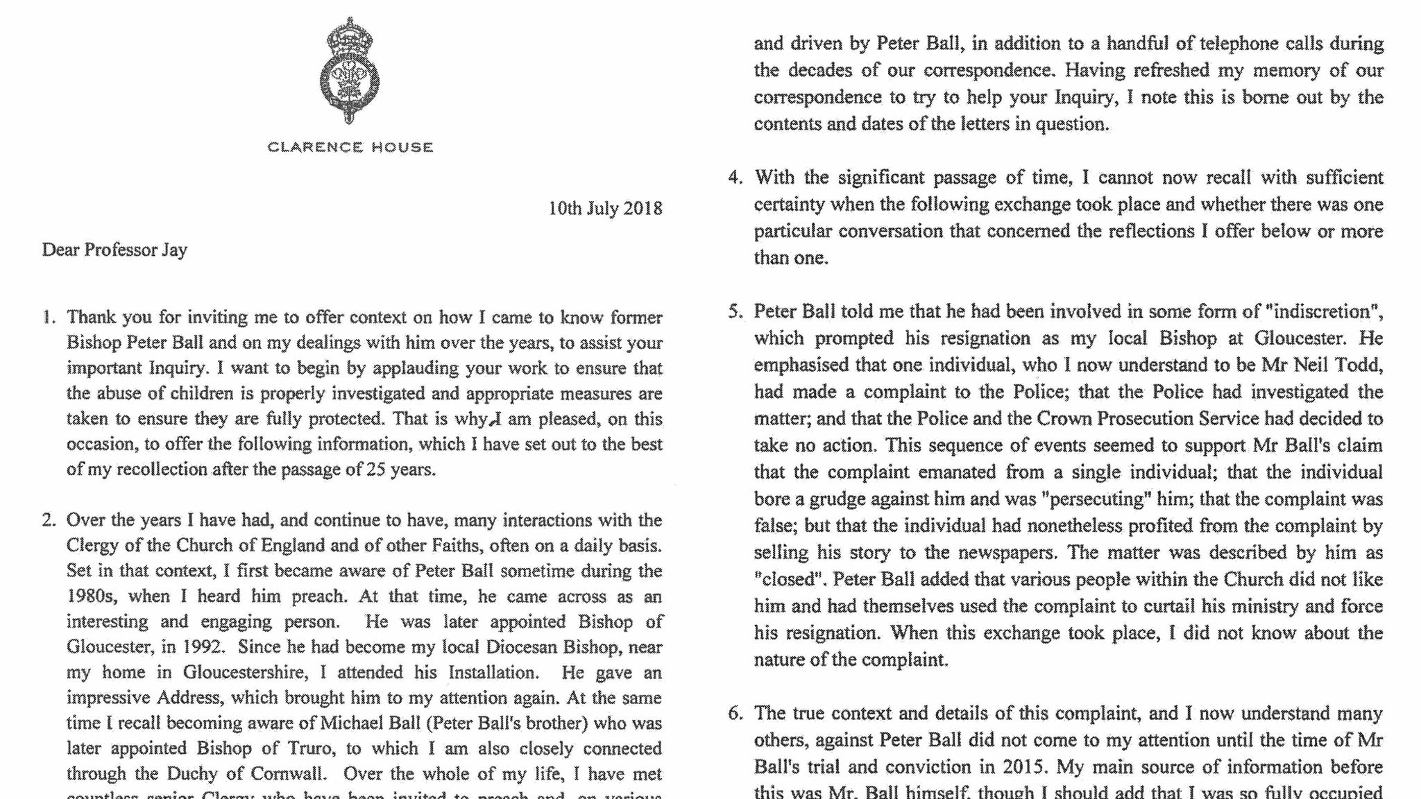 Charles denies trying to influence inquiry into sex abuse bishop | UK ...