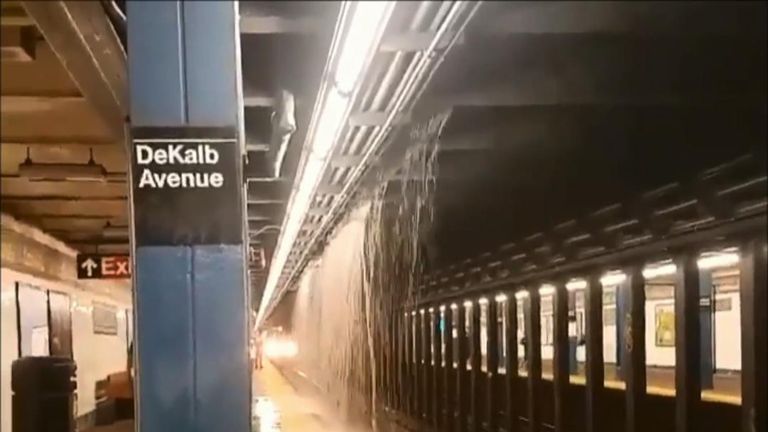 Flooded subways in New York and Washington DC | US News | Sky News