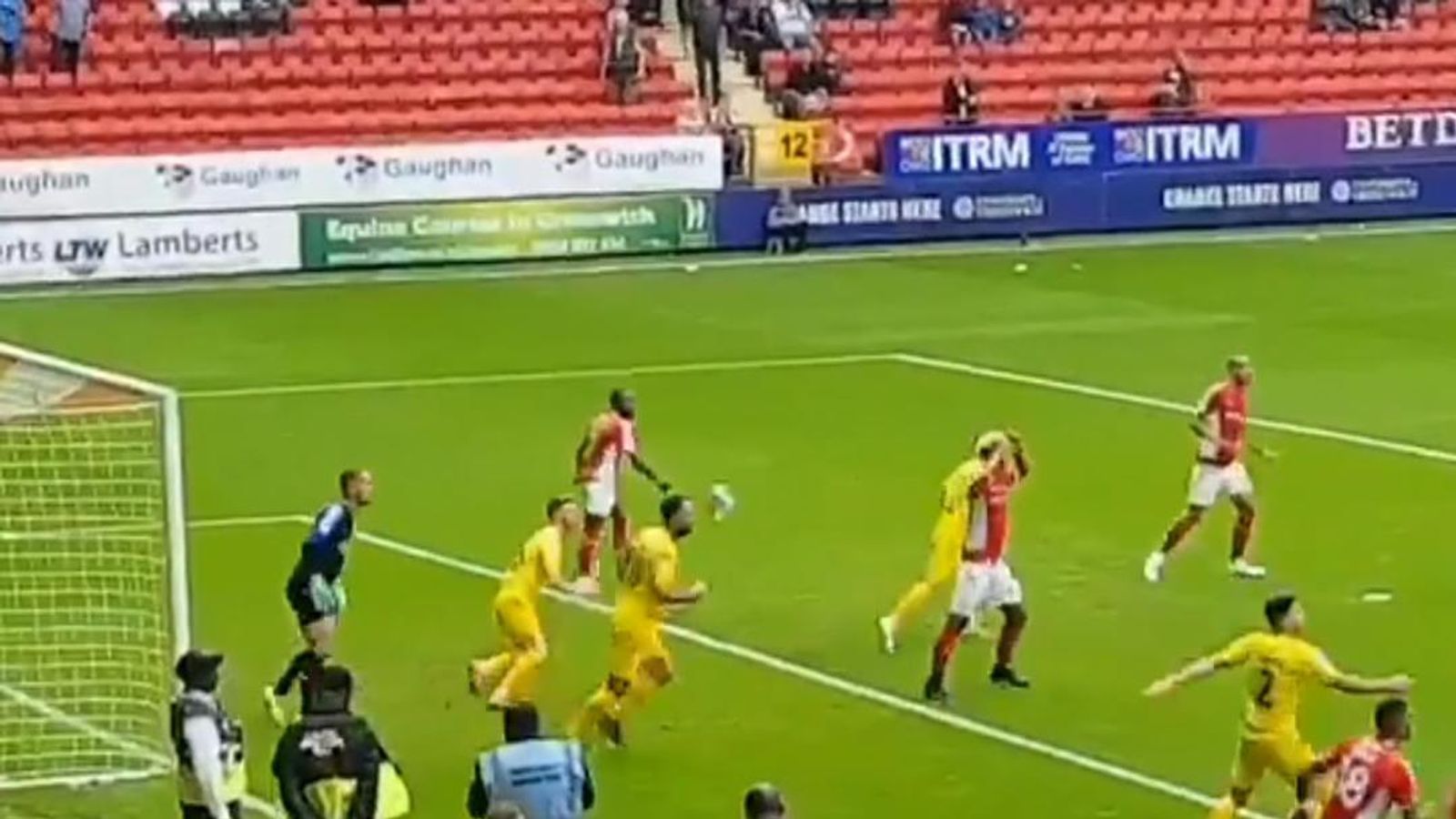 Crisp packets launched onto football pitch | News UK Video News | Sky News