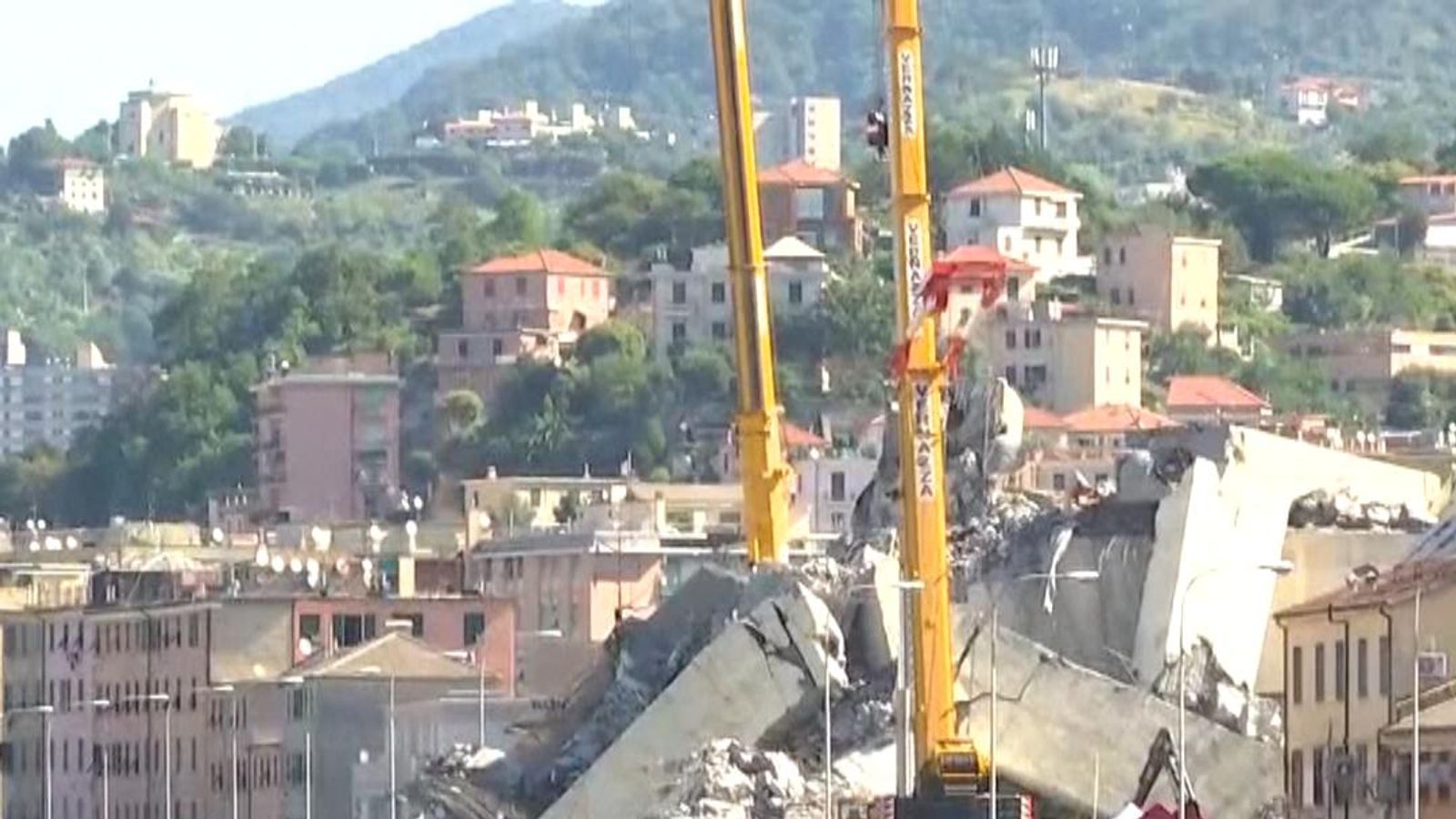 Ruins of Genoa's Morandi Bridge in daylight | World News | Sky News