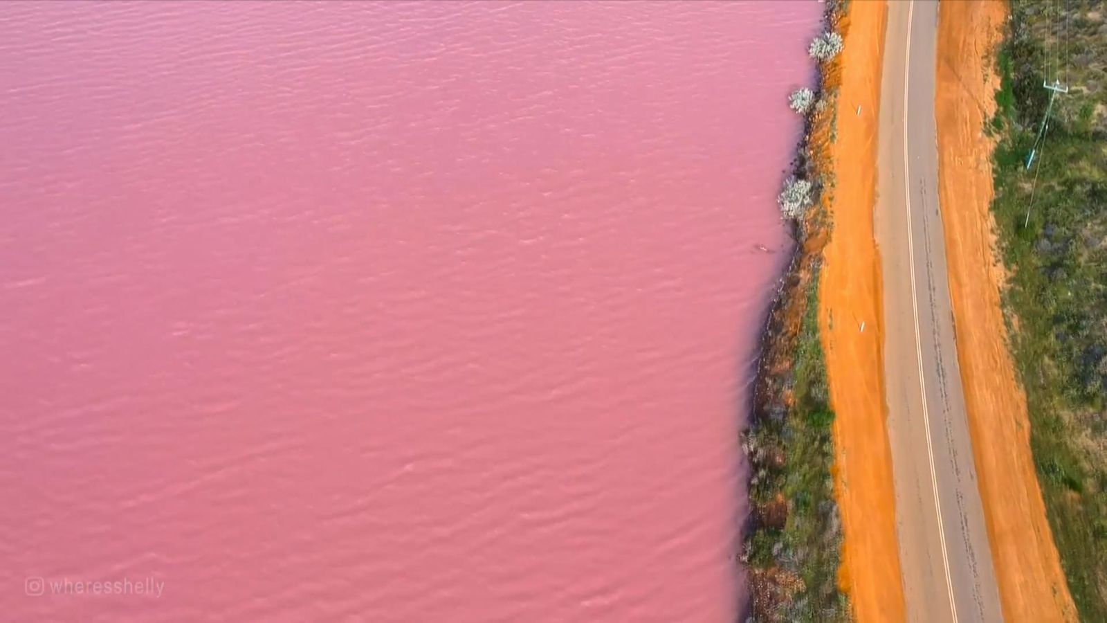 Drone captures pink lake | World News | Sky News